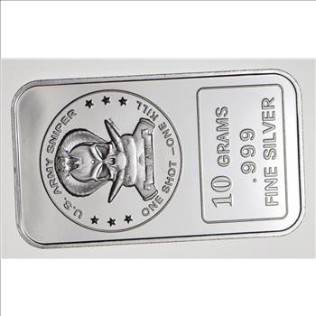 SILVER - US Army Sniper - One Shot, One Kill - 10 Gram .999 Fine Silver ...