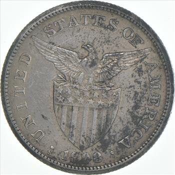 SILVER - WORLD COIN - 1908 Philippines 1 Peso - World Silver Coin ...