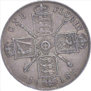 SILVER - WORLD Coin - 1918 Great Britain 1 Florin - World Silver Coin ...