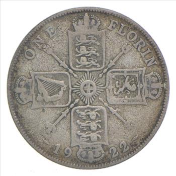 SILVER - WORLD Coin - 1922 Great Britain 1 Florin - World Silver Coin ...