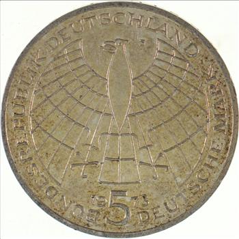 SILVER - WORLD Coin - 1973 Germany 5 Mark - World Silver Coin ...
