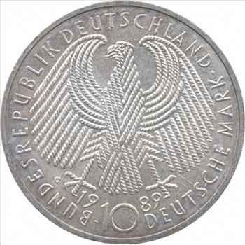 SILVER - WORLD Coin - 1989 Germany 10 Mark - World Silver Coin ...