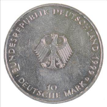 SILVER - WORLD Coin - 1999 Germany 10 Mark - World Silver Coin ...