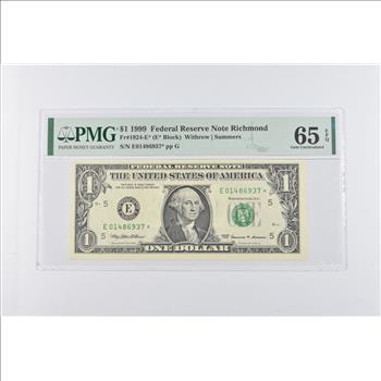 STAR NOTE - PMG Graded 65 EPQ 11999 Fr#1924-E* (E* Block)FRN - Error ...