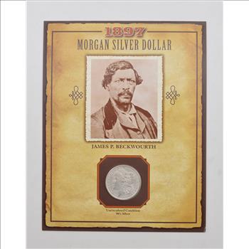 Stunning 1897 Morgan Silver Dollar Mounted w/ Display Cover | Property Room