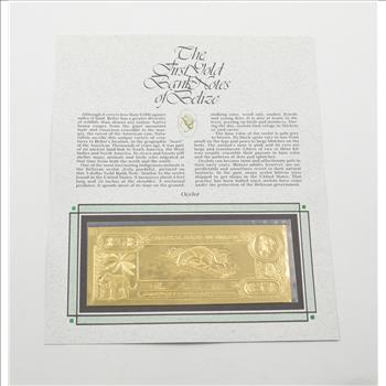 The First Gold Bank Notes Of Belize - $5 Ocelot - 22K Gold Bank Note ...