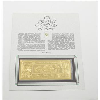 The First Gold Bank Notes Of Belize - $75 Rock Beauty - 22K Gold Bank ...