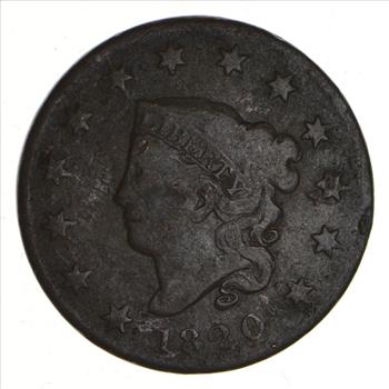 Tough - 1820 Large Cent - US Early Copper Coin | Property Room