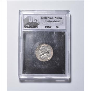 UNC 1957 Jefferson Nickel Graded UGS | Property Room