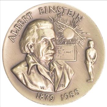 US History Albert Einstein - Heavy .925 Antiqued Sterling Silver Round ...