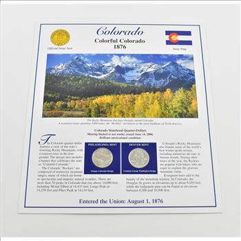 US Stamp & 2 CoinState Quarter Beautifully Displayed Coin Set Story ...