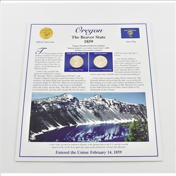 US Stamp & 2 CoinState Quarter Beautifully Displayed Coin Set Story ...