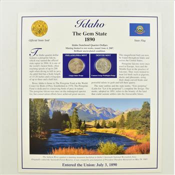 US Stamp & 2 CoinState Quarter Beautifully Displayed Coin Set Story ...