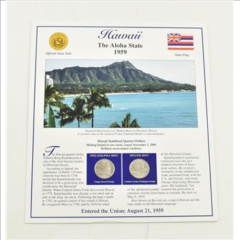 US Stamp & 2 CoinState Quarter Beautifully Displayed Coin Set Story ...