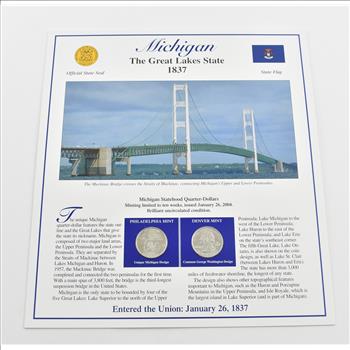US Stamp & 2 CoinState Quarter Beautifully Displayed Coin Set Story ...