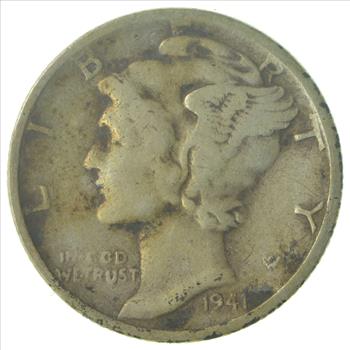 World War 2 WWII Era Mercury 90% Silver Dime - Neat! - 1941-S ...
