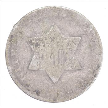 Worn Date Silver Three-Cent Piece - Trime - Sannes Coin Collection ...