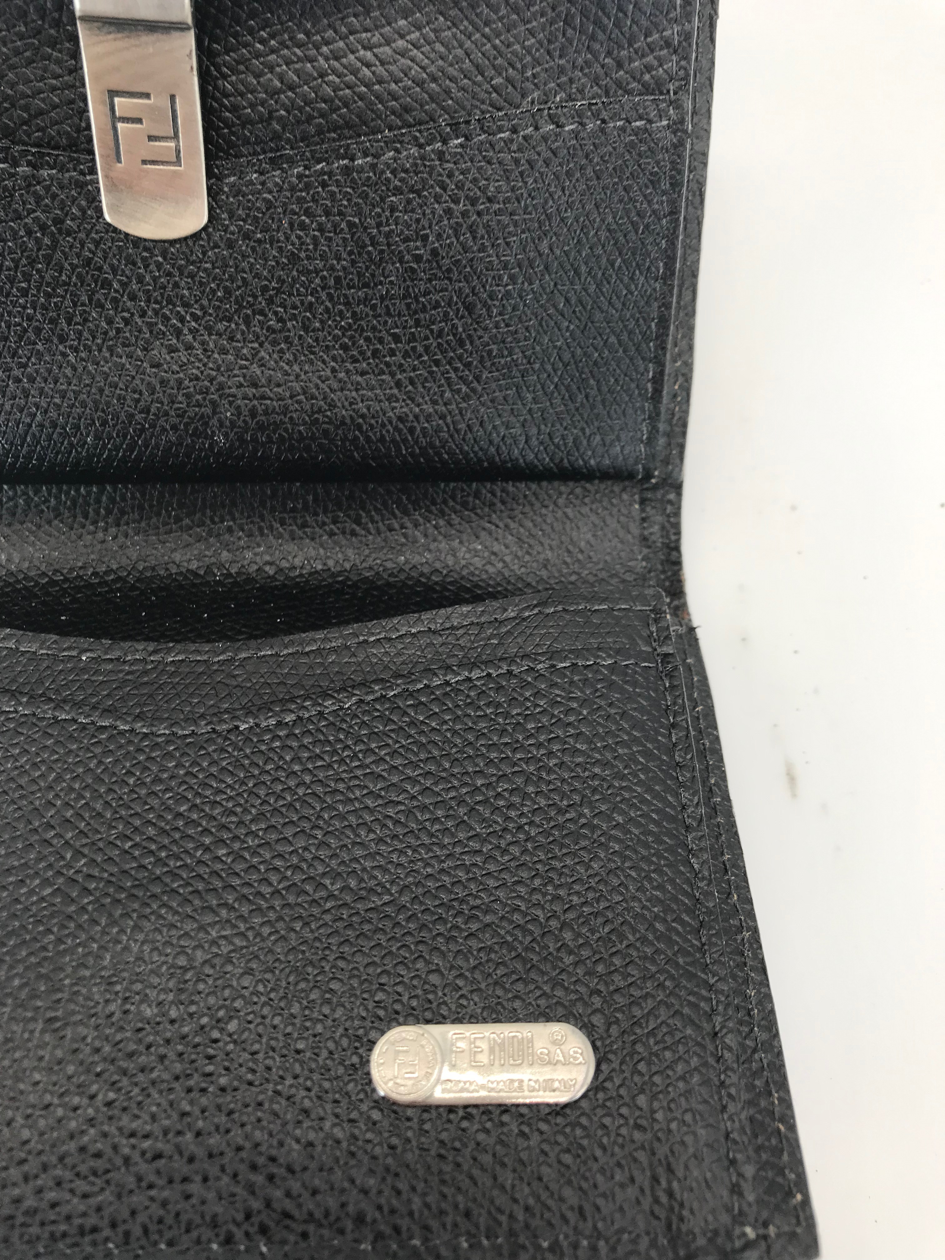 Fendi Monogram Black & Gold Pocket Purse / Wallet MSRP $799 | Property Room