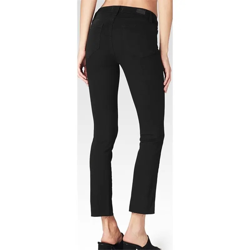 PAIGE Jacqueline Straight - Black Shadow Raw Hem Jeans, 26 | Property Room