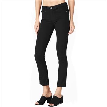 PAIGE Jacqueline Straight - Black Shadow Raw Hem Jeans, 26 | Property Room