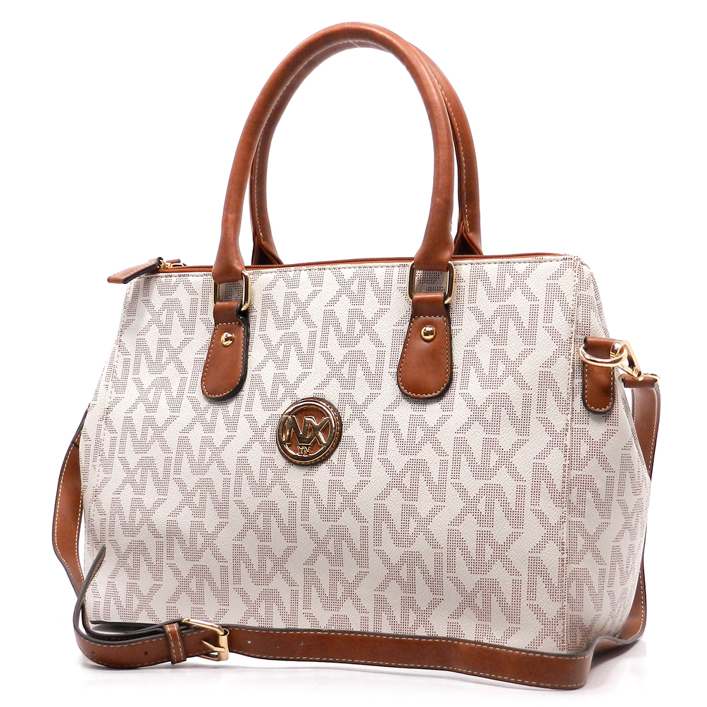NX Noble Exchange Large Ivory Monogram Satchel | Property Room