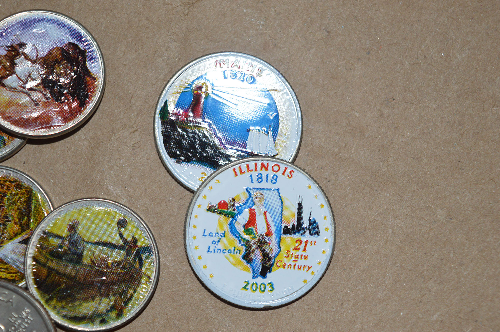 (17) Assorted Colorized US Coins | Property Room