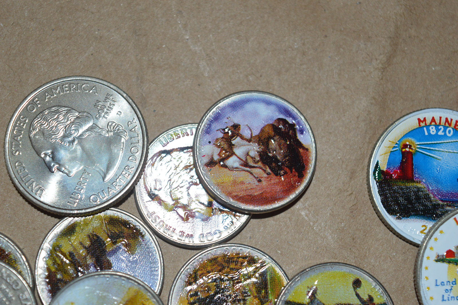 (17) Assorted Colorized US Coins | Property Room