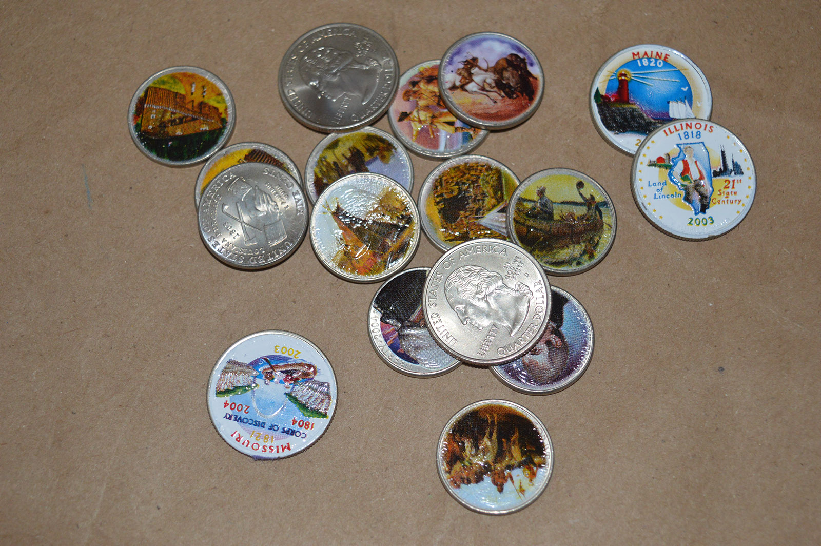 (17) Assorted Colorized US Coins | Property Room