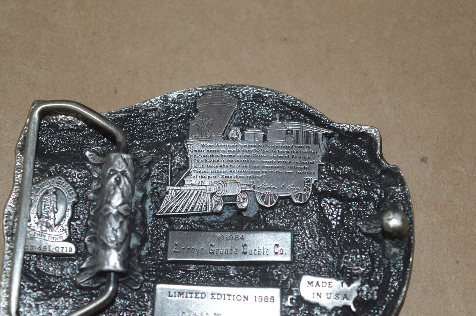 American Railroad 1985 Commemorative Belt Buckle | Property Room