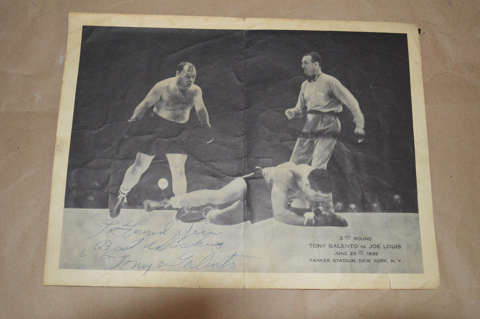 Tony Galento Autographed Boxing Poster | Property Room