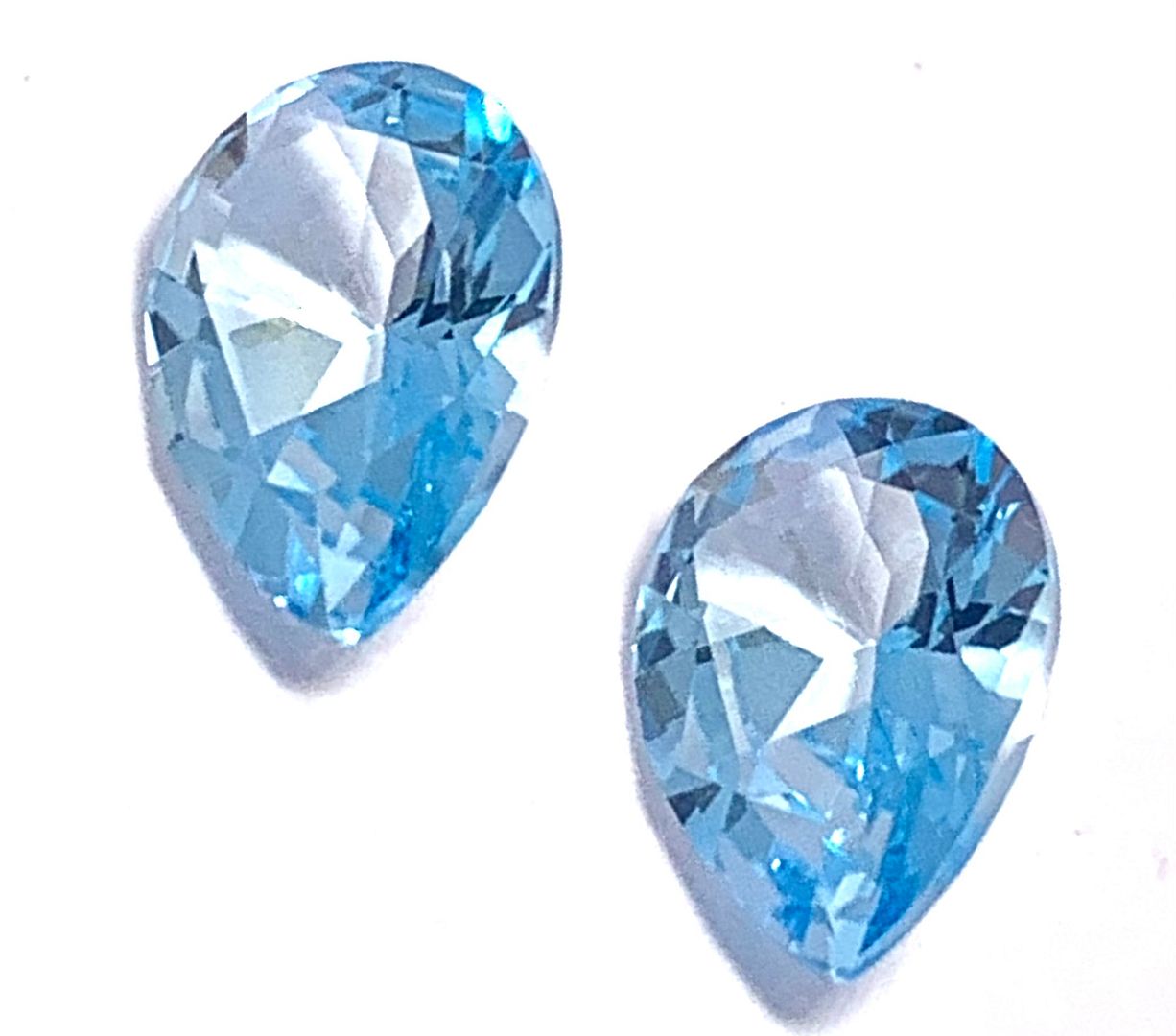 4.25ctw Natural 2 Matching 6X10 mm Pear Shaped Cut Swiss Blue Topaz ...