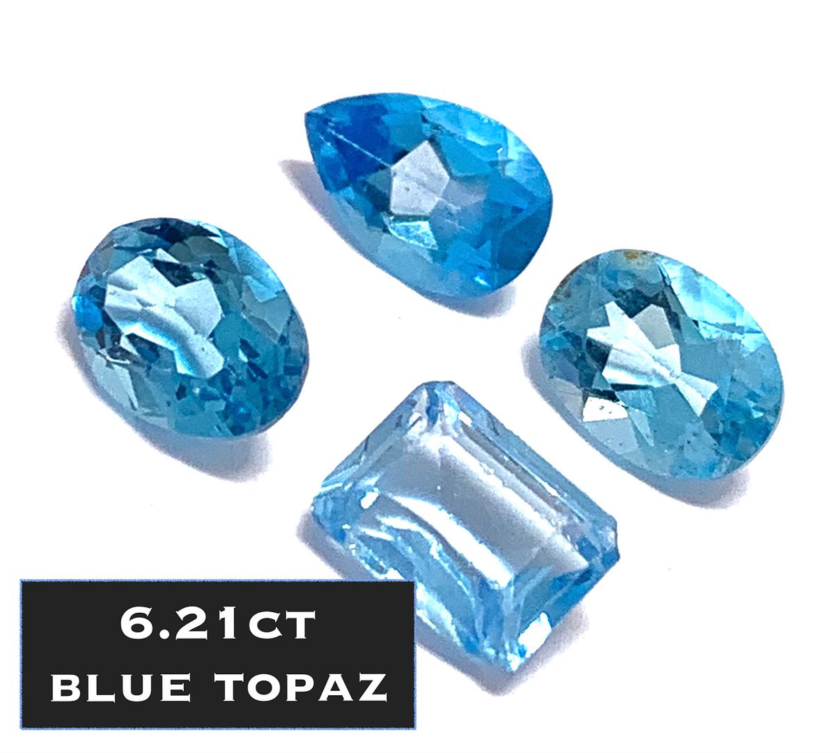 6.71ctw Lot Of 4 Natural Brazilian Blue Topaz Gemstones 8x6 mm ...