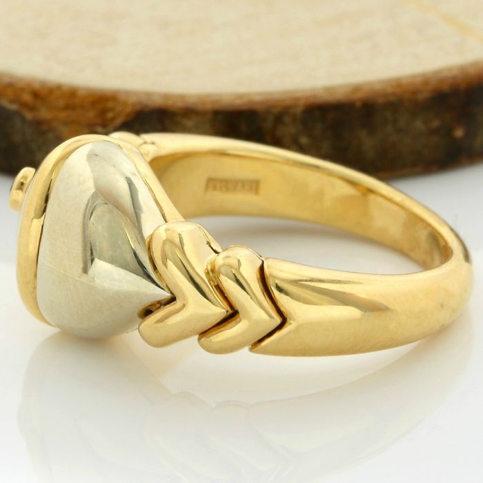 BVLGARI Gold 18k Two Tone with Diamond and Ruby Naturalia Fish Ring ...