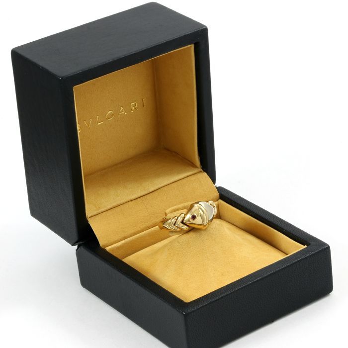 BVLGARI Gold 18k Two Tone with Diamond and Ruby Naturalia Fish Ring ...