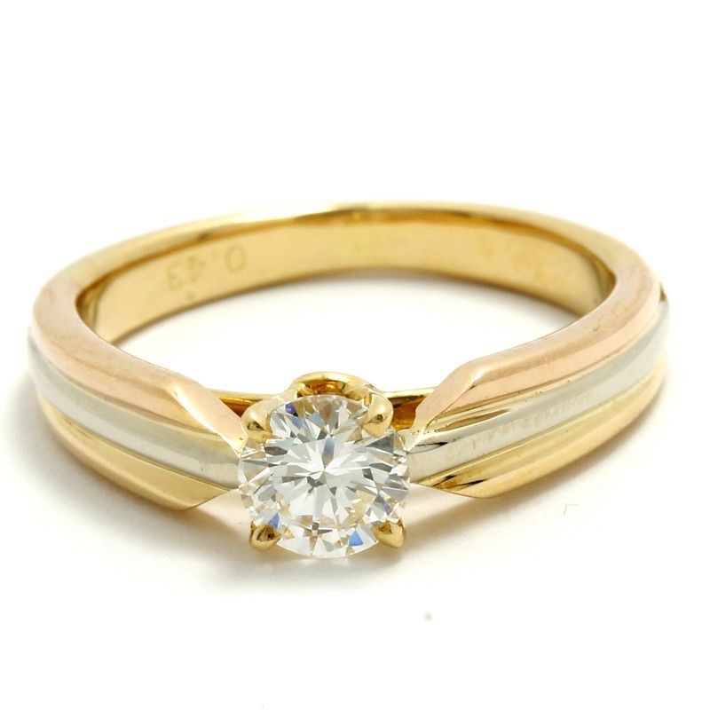 Estate Cartier Solid 18k Tri-color Gold G-VS1 Diamond Solitaire ...