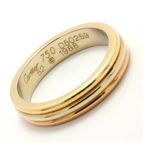 Estate "Cartier" Solid 18k Tricolor Gold Triple Stack Band Ring sz 5 ...