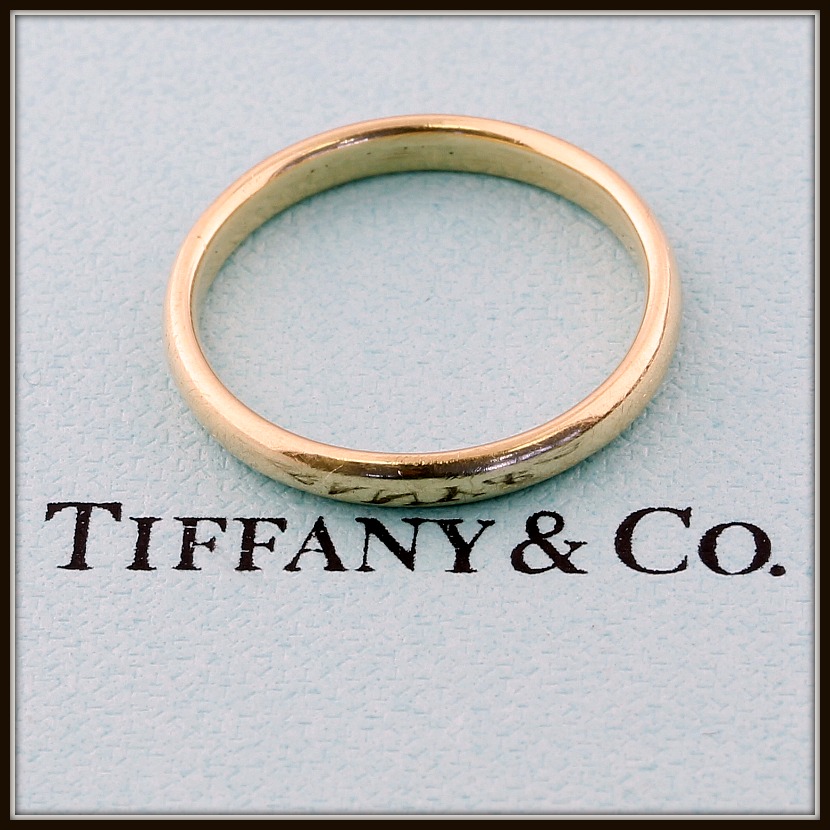 Estate Solid 18k Yellow Gold, "Tiffany & Co" Wedding Ring sz 8.5 ...