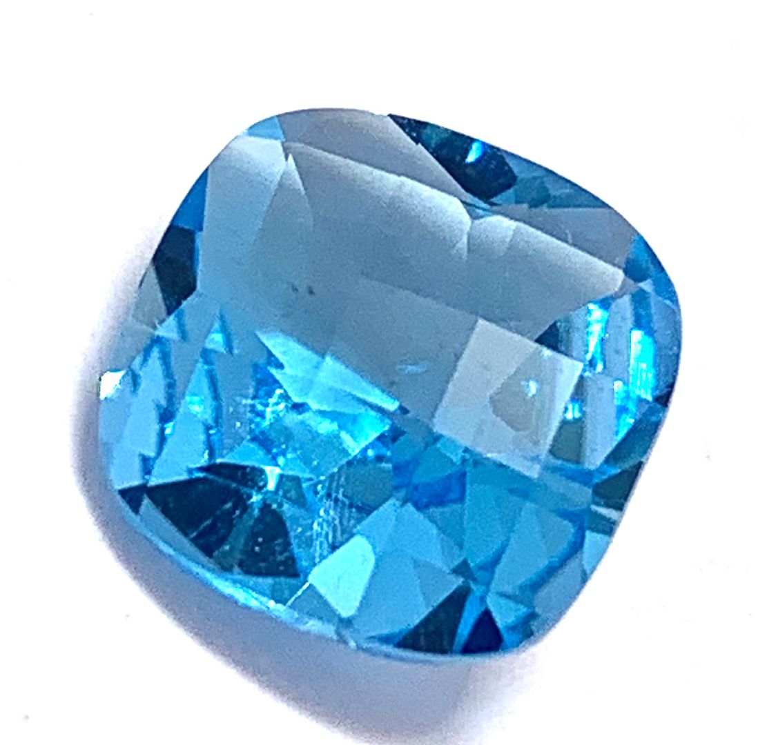 Genuine 4.32ctw Cushion Cut Swiss Blue Topaz Loose Gemstone 10x10 mm ...