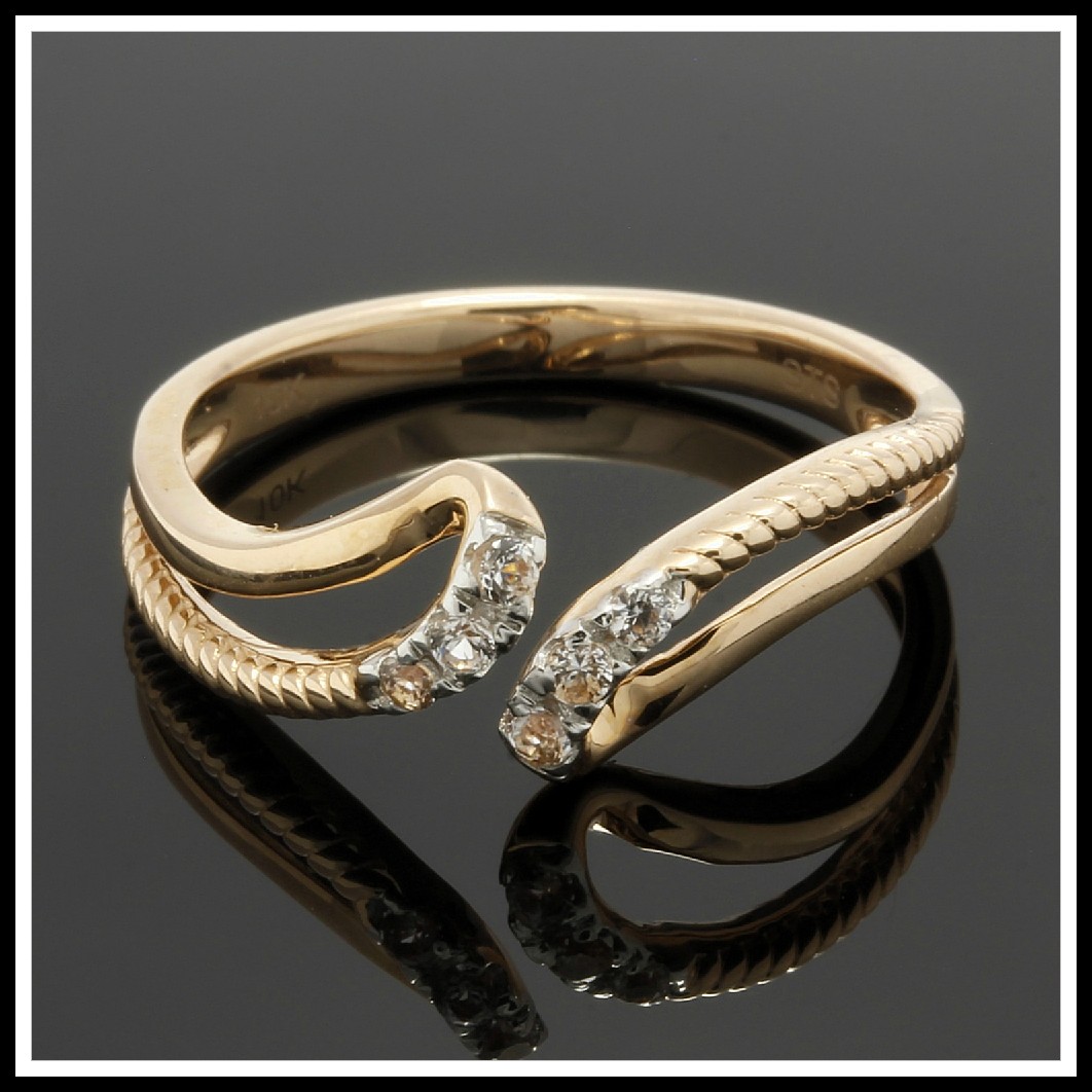 Solid 10k Rose Gold, 0.15ctw White Sapphire Adjustable Ring sz 6-9 ...