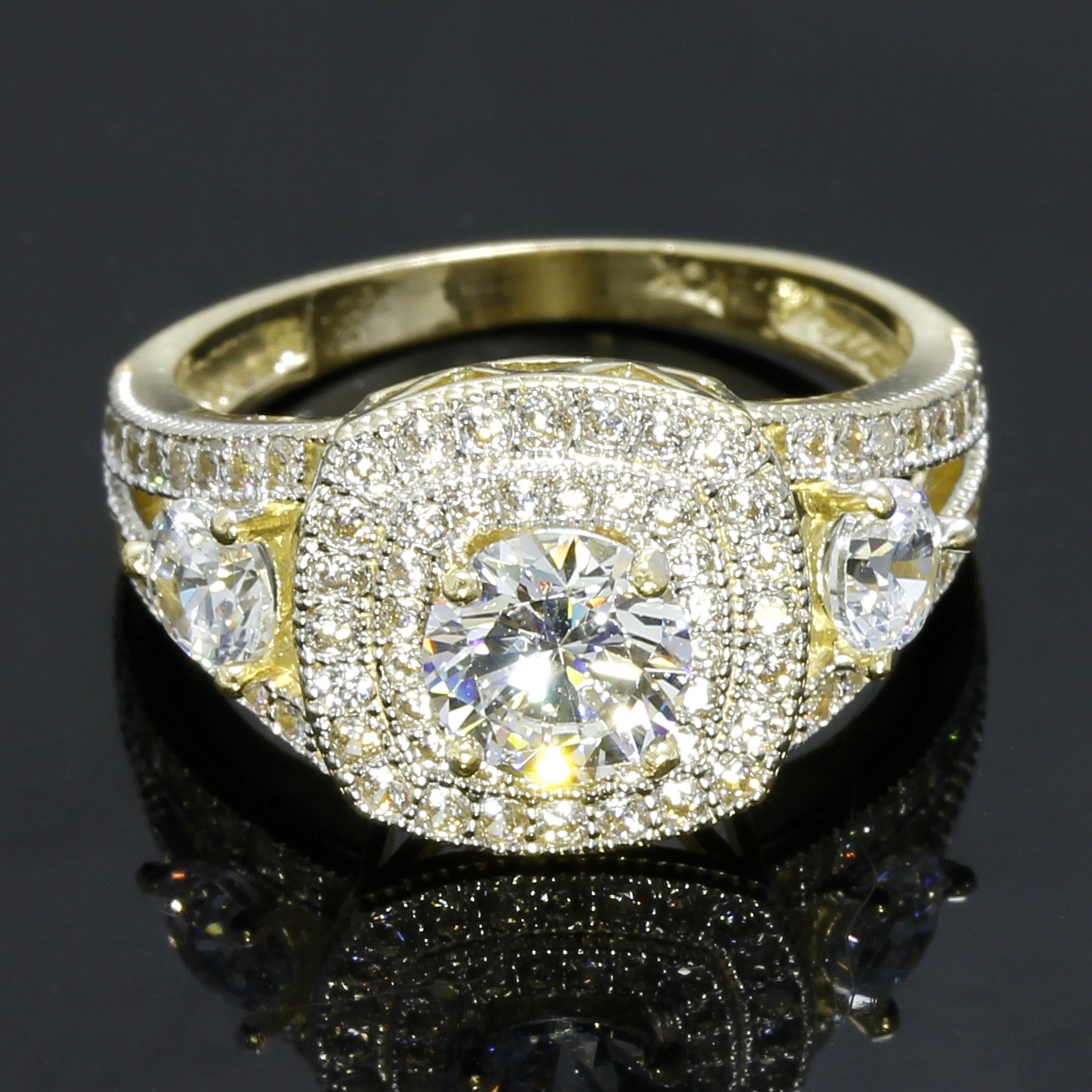Solid 10k Yellow Gold, 2.00ctw AAA Grade Russian CZ Engagement Ring ...