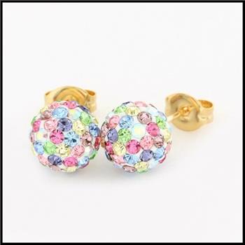 10k Yellow Gold Multicolor Crystal 8mm in Diameter Stud Earrings ...
