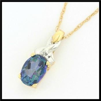14k Yellow Gold Genuine Neptune Topaz & Diamond Necklace | Property Room