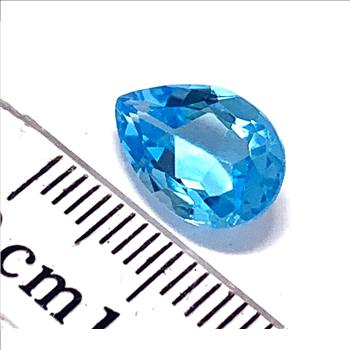 Genuine 3.75ctw Pear Shape Cut Swiss Blue Topaz Loose Gemstone 12X8 mm ...