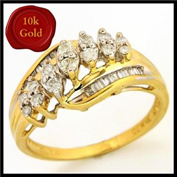 Solid 10k Yellow Gold, 0.50ctw Genuine Diamonds Ring sz 7.5 | Property Room