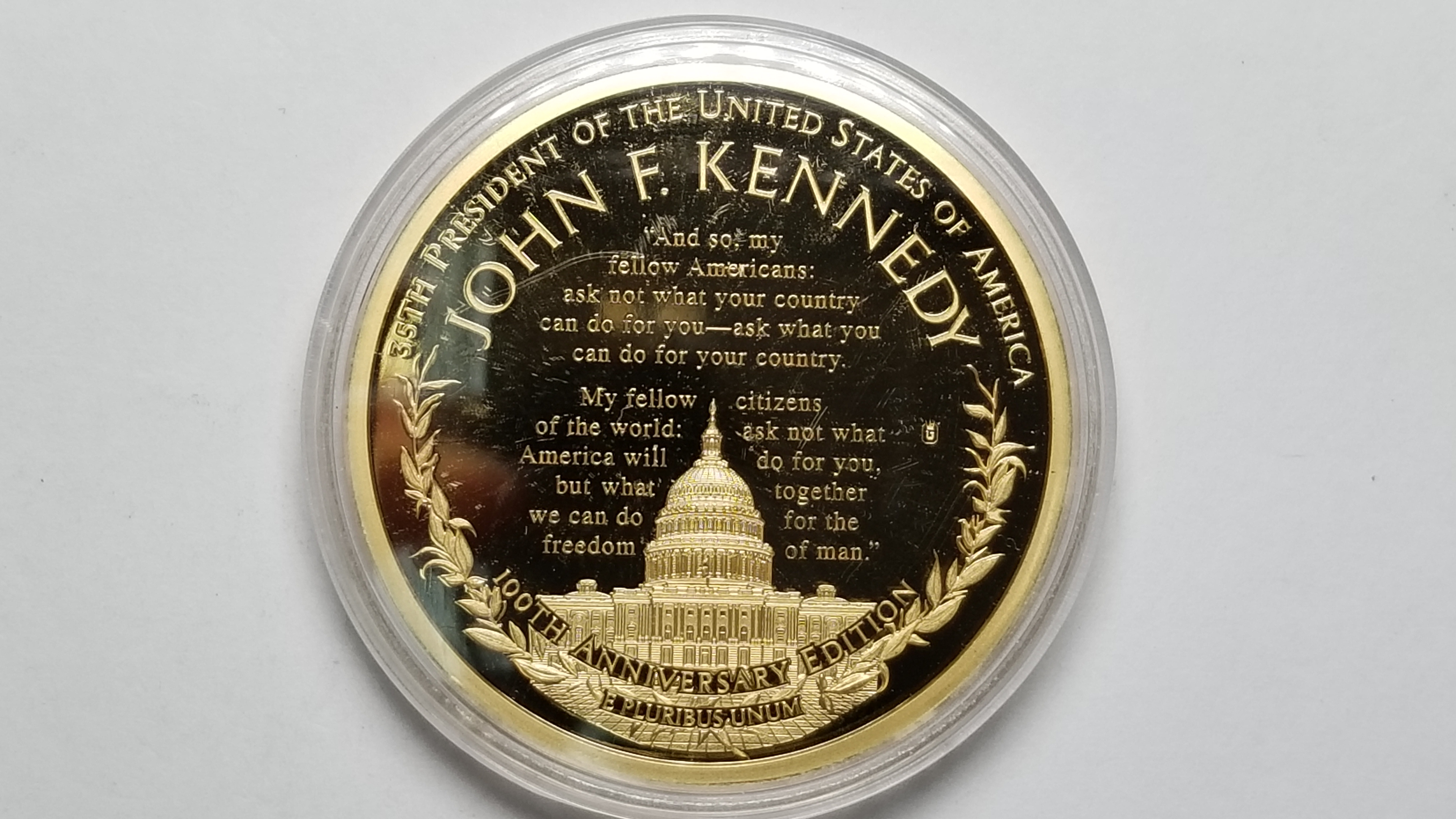 JFK Large Token Cu Layered in 24k Gold | Property Room