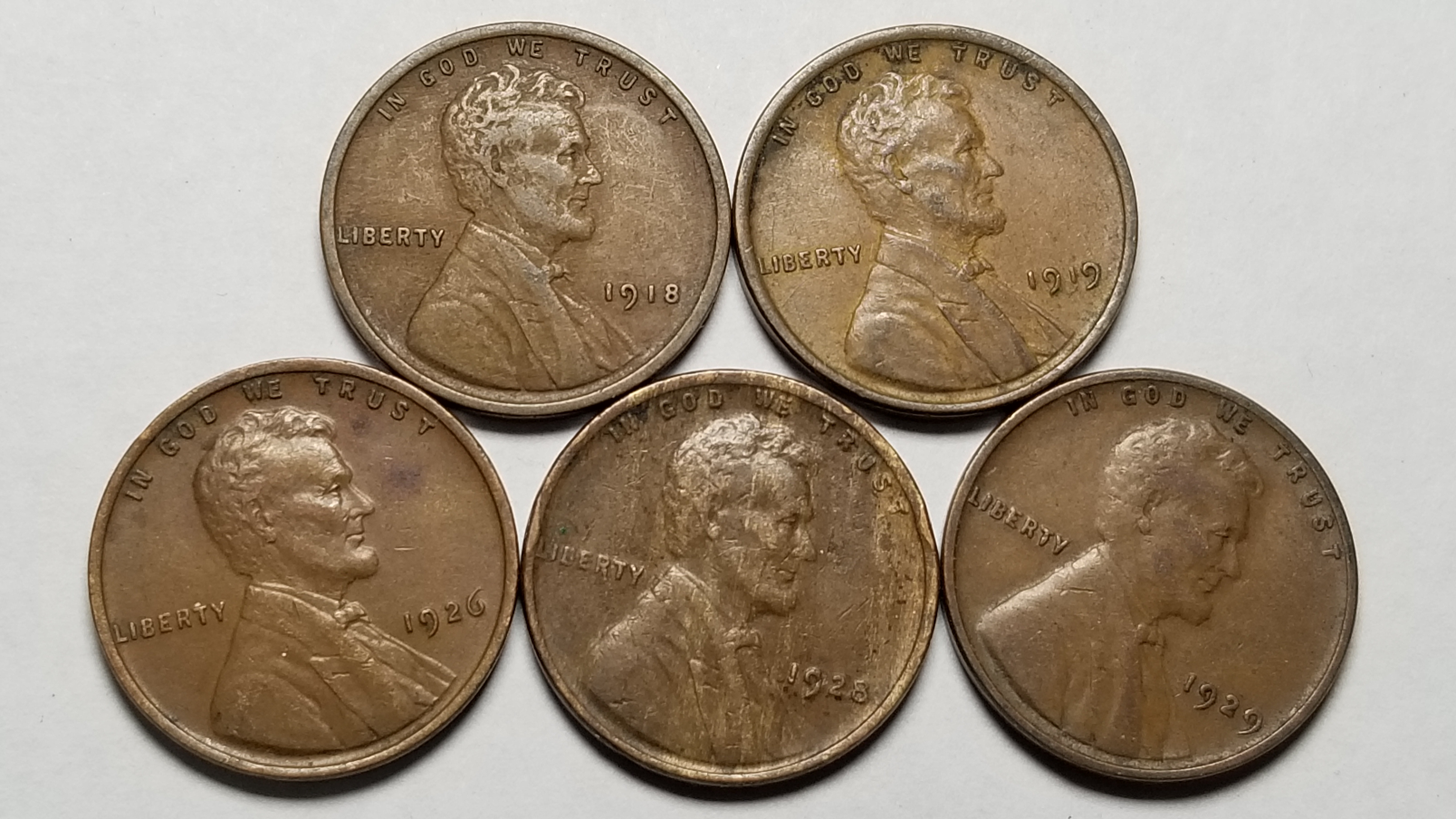 5 Early Lincoln Cent Wheat Pennies High Grade | Property Room