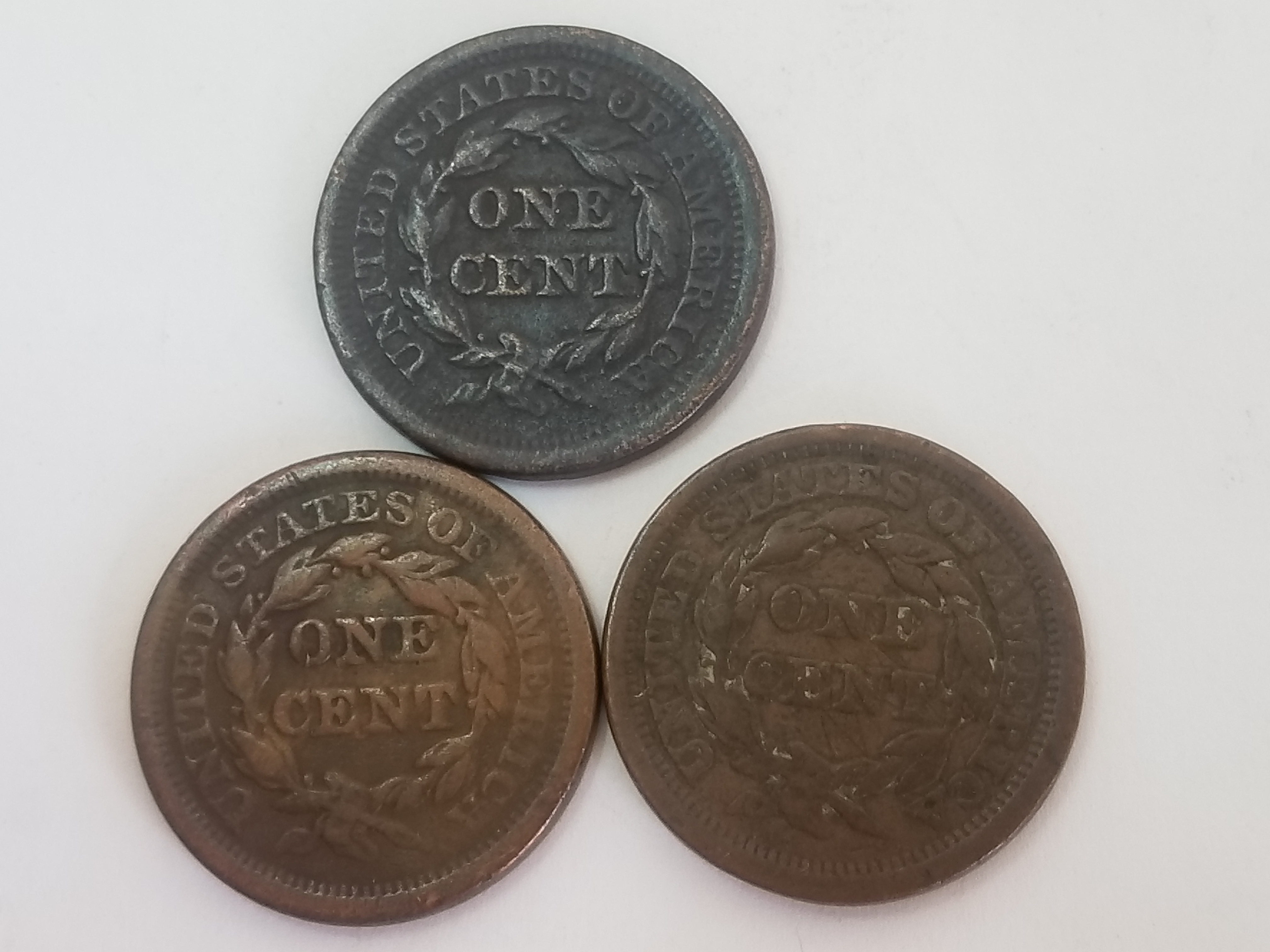 1851-52-53 Large Cents 3 Coins | Property Room