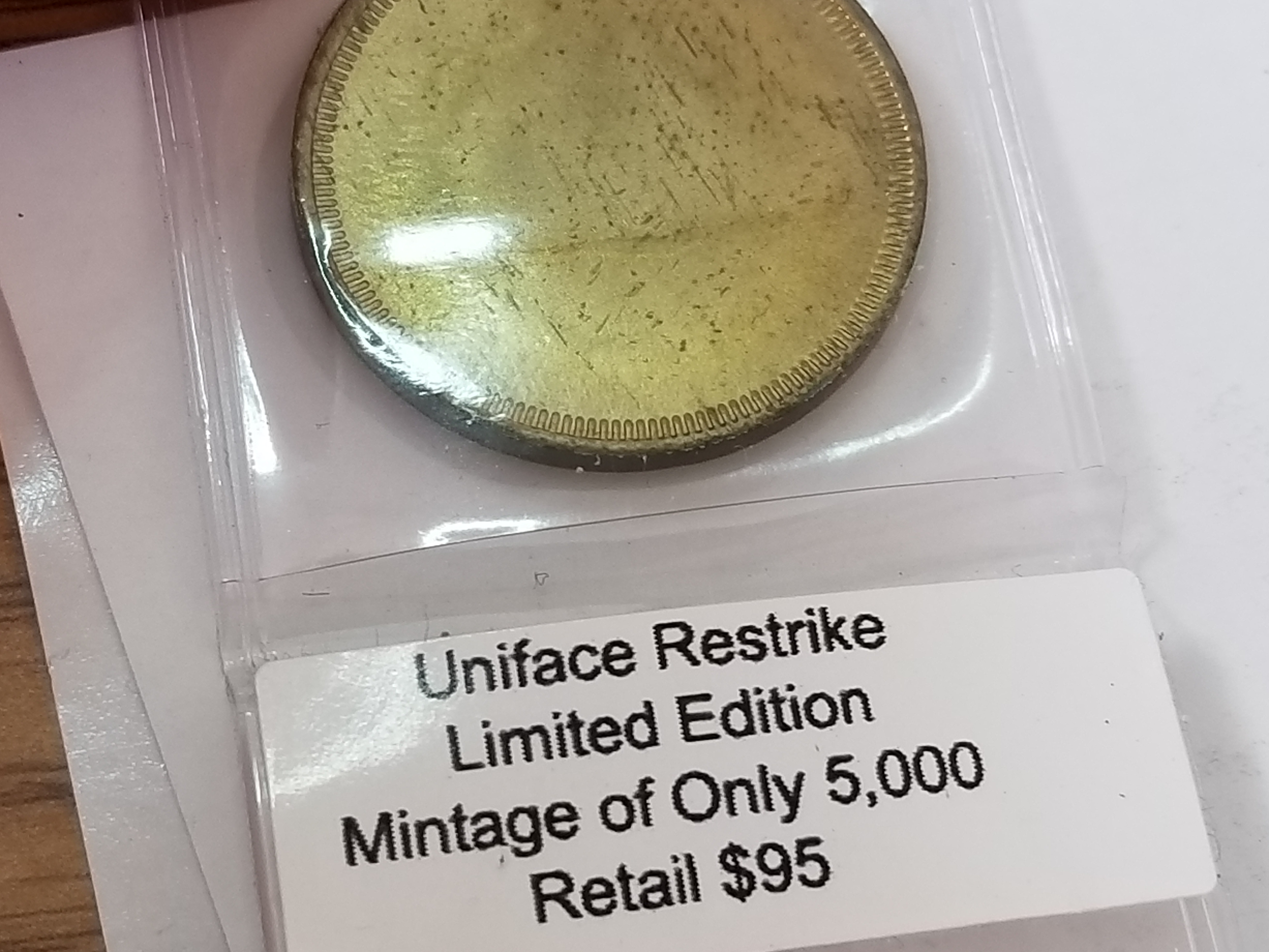 1838 D $5 Gold Uniface Restrike Copper Coin | Property Room