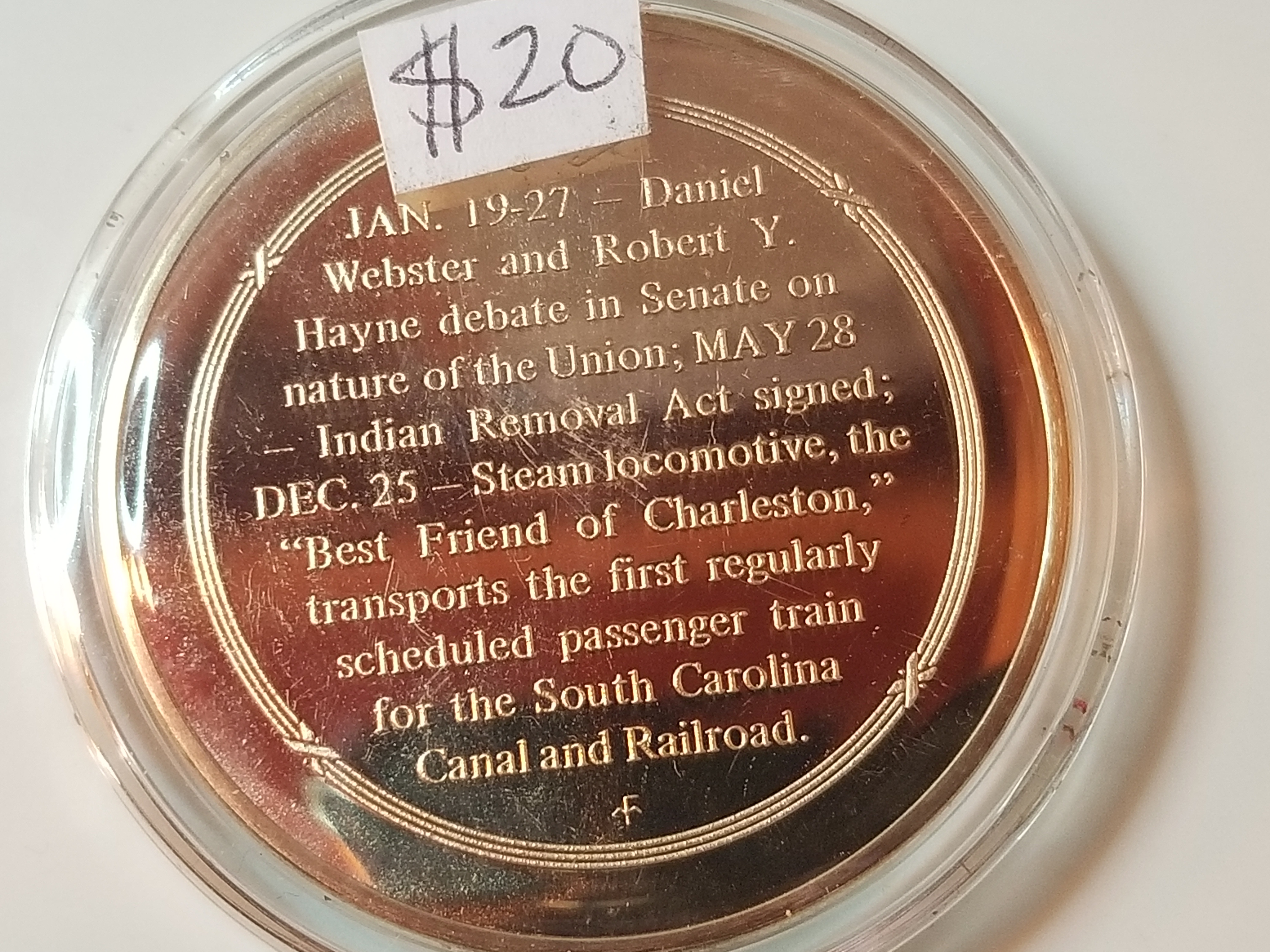 1830 First Train Passenger Service Inauguration Commemorative Token ...