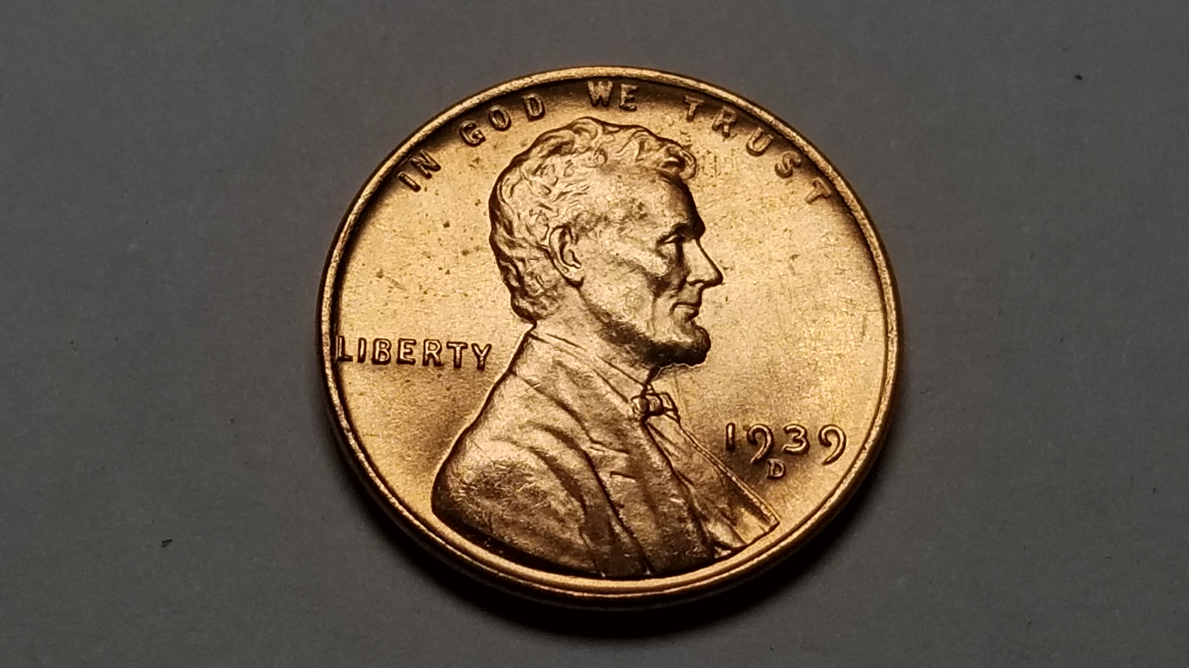 1939 D Lincoln Cent Wheat Penny Gem Uncirculated Red | Property Room